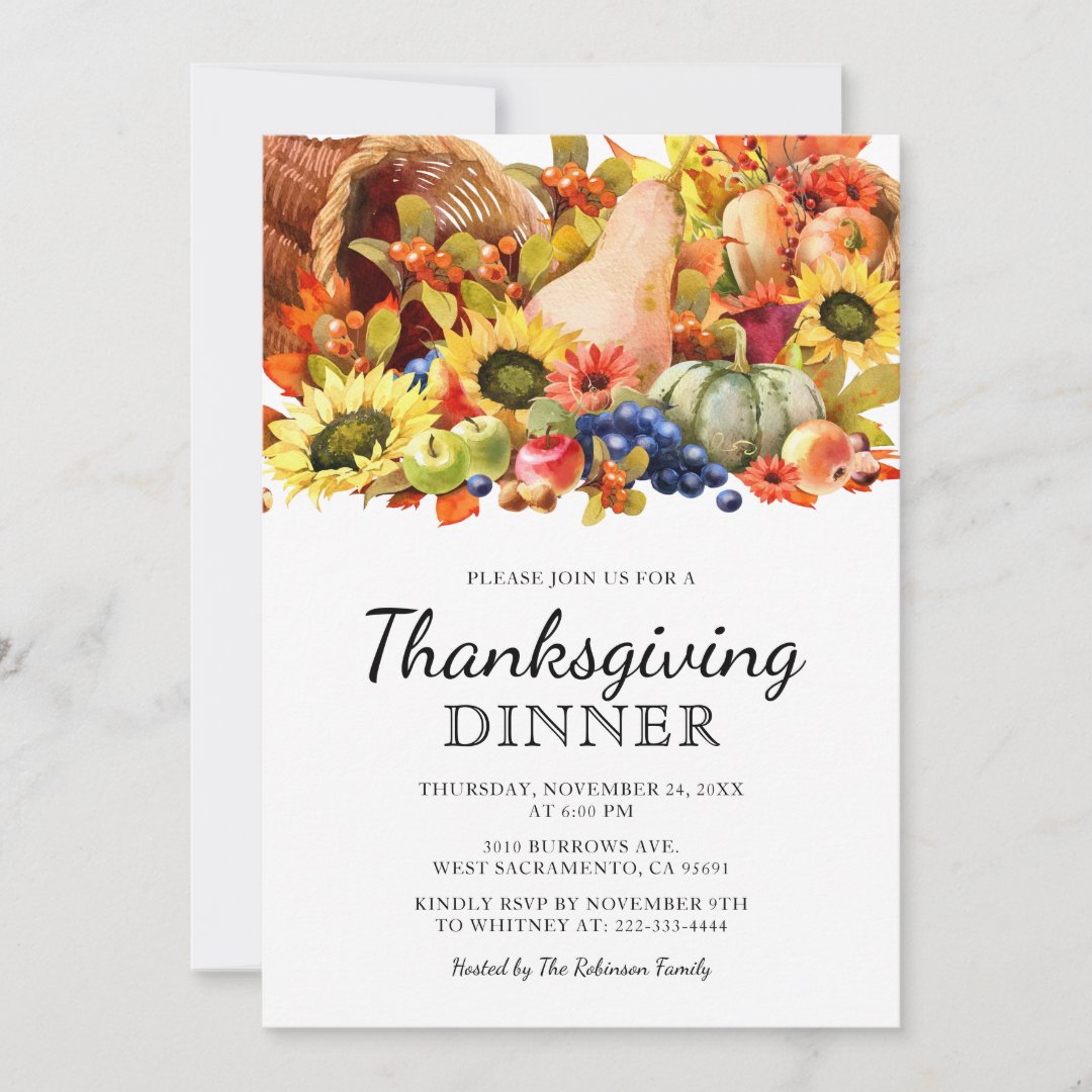 Thanksgiving Dinner Autumn Party Invitation | Zazzle