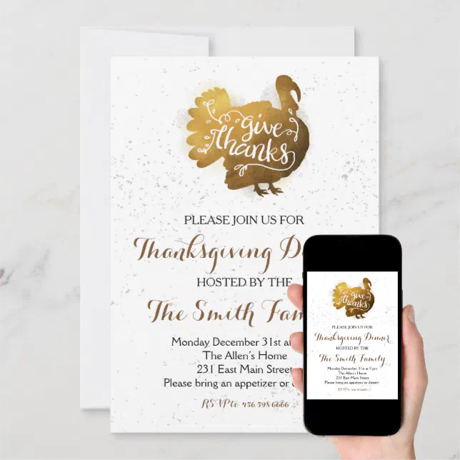 Thanksgiving Dinner Give Thanks Invitation | Zazzle