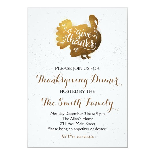 Thanksgiving Dinner Give Thanks Invitation | Zazzle.com