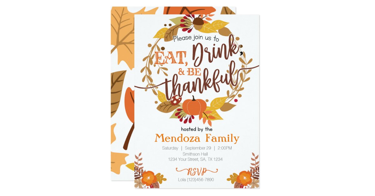 Thanksgiving Dinner Invitation, Feast Invitation | Zazzle.com