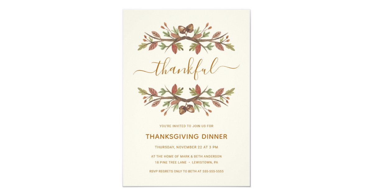 THANKSGIVING DINNER INVITE | THANKFUL FALL FOLIAGE | Zazzle.com