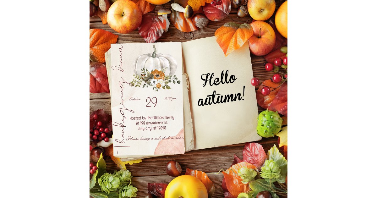 Thanksgiving Dinner Let's Give Thanks Invitation | Zazzle