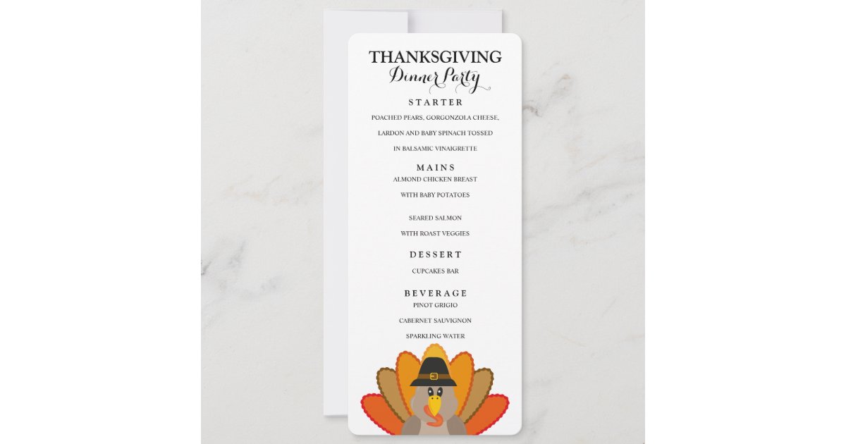 Thanksgiving Dinner menu card template | Zazzle