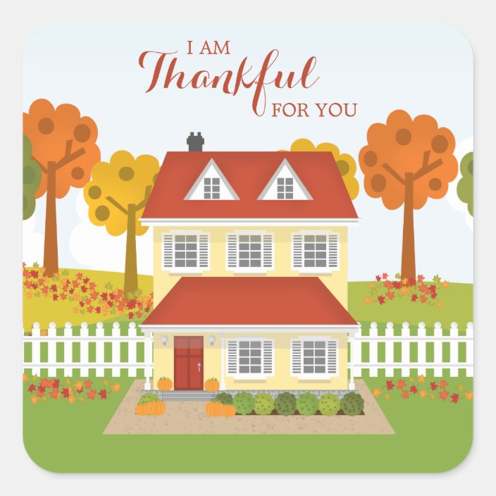 Thanksgiving Dinner Open House Square Sticker | Zazzle.com