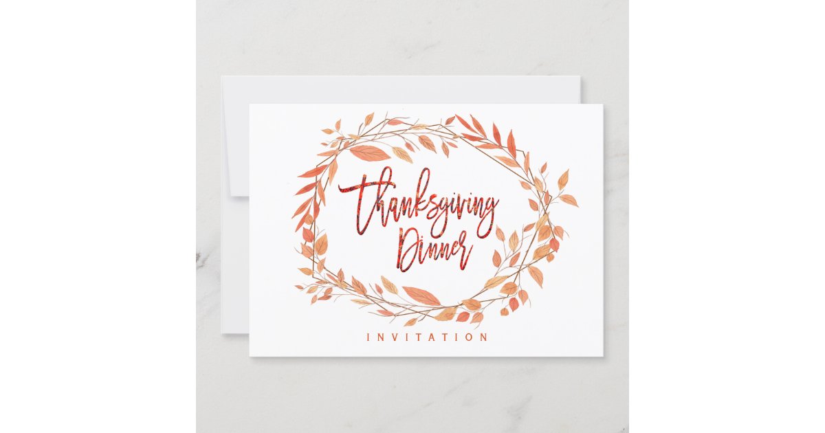 Thanksgiving Dinner Party Autumn Leaves Geometric Invitation | Zazzle