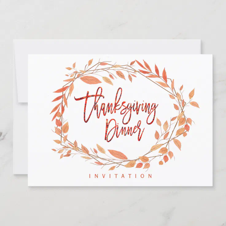 Thanksgiving Dinner Party Autumn Leaves Geometric Invitation | Zazzle