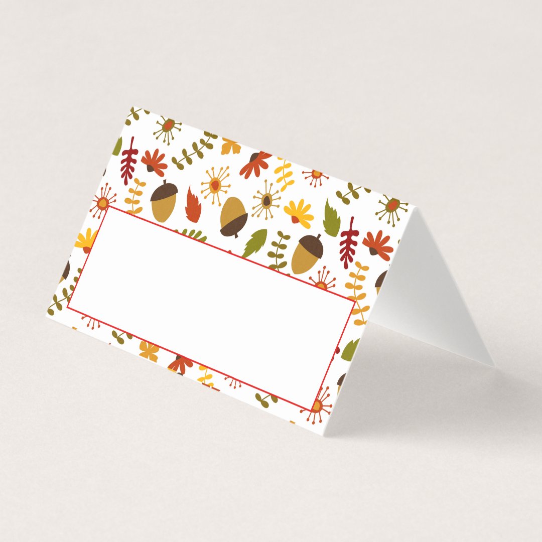 Thanksgiving Dinner Place Card | Autumn Acorns | Zazzle