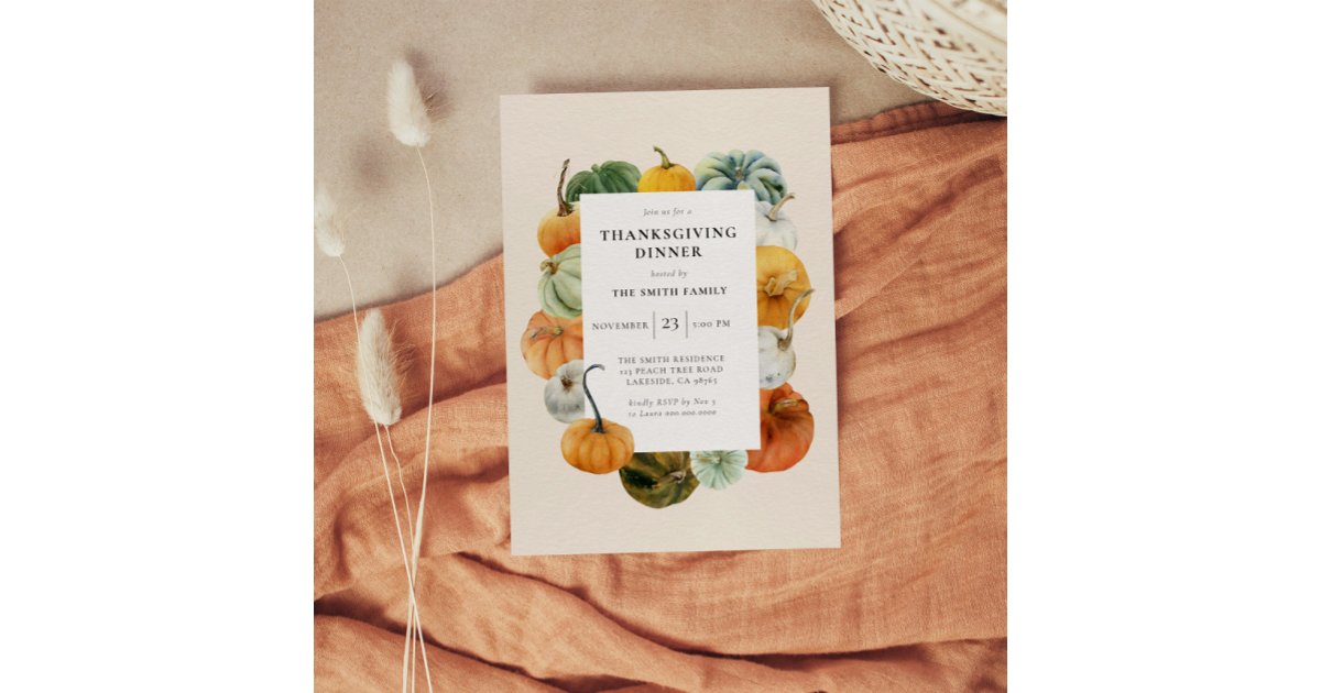 Thanksgiving Dinner Pumpkin Frame Invitation | Zazzle
