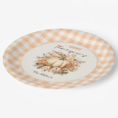Thanksgiving Dinner Pumpkin Gingham Pastel Paper Plates | Zazzle