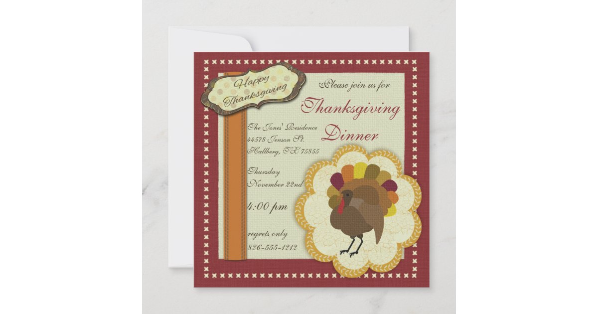 Thanksgiving Dinner Scrapbook Invitation | Zazzle