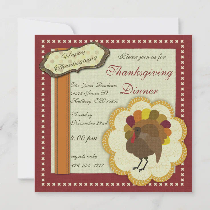 Thanksgiving Dinner Scrapbook Invitation | Zazzle