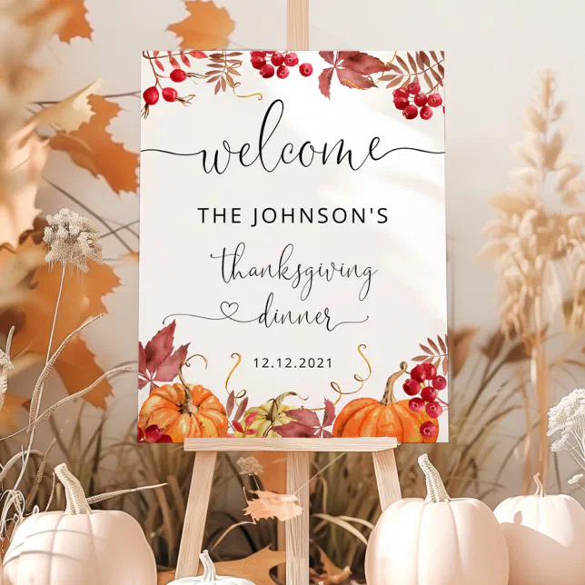 Thanksgiving dinner welcome foam board | Zazzle