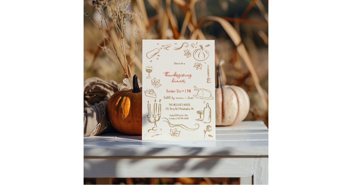 Thanksgiving Dinner Whimsical Invitation Zazzle