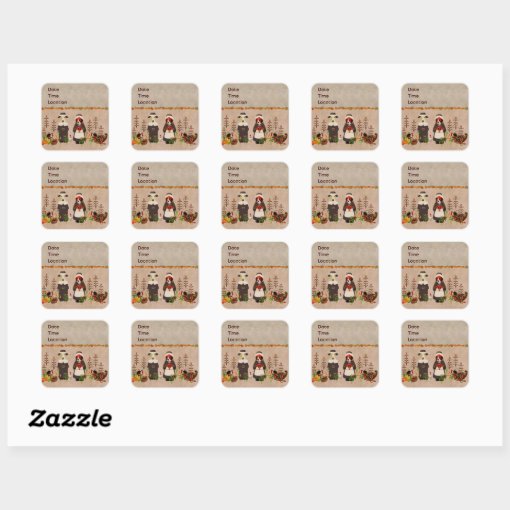 Thanksgiving Dogs Square Sticker | Zazzle