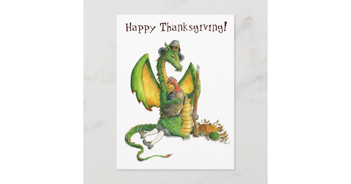 Thanksgiving Dragon postcard | Zazzle