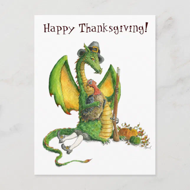 Thanksgiving Dragon postcard | Zazzle