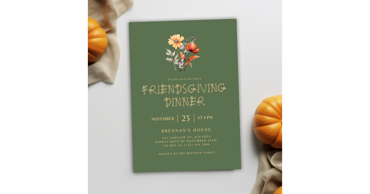 Thanksgiving Elegant Friendsgiving Feast Invitation | Zazzle