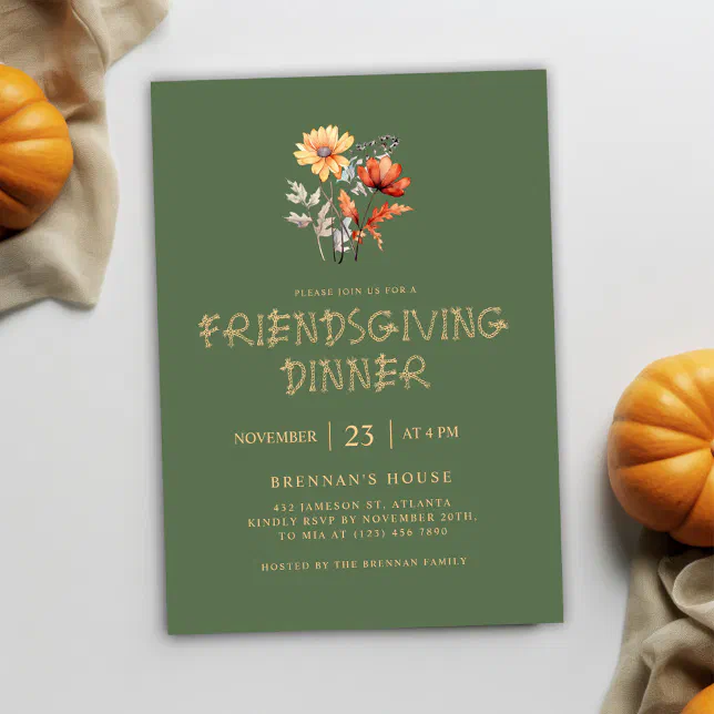 Thanksgiving Elegant Friendsgiving Feast Invitation | Zazzle