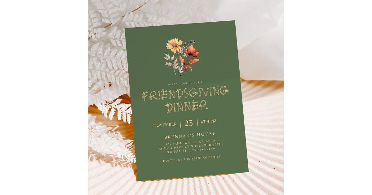 Thanksgiving Elegant Friendsgiving Feast Invitation | Zazzle