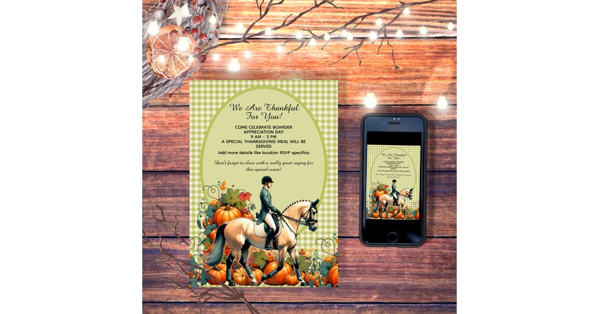 Thanksgiving Equestrian Invitation | Zazzle
