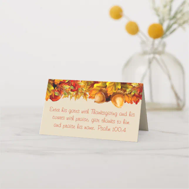 Thanksgiving Fall Autumn Leaves Acorns Place Cards | Zazzle