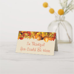 Thanksgiving Fall Autumn Leaves Acorns Place Cards | Zazzle