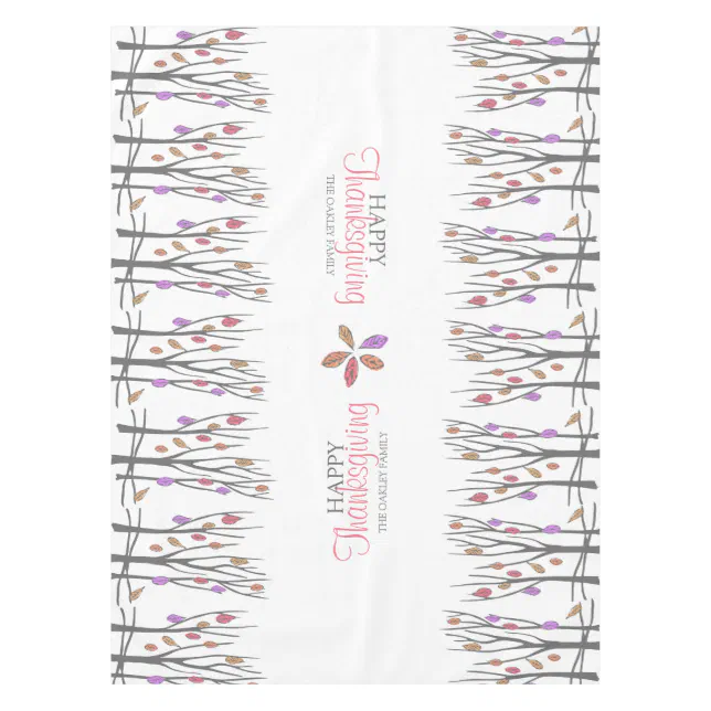 Thanksgiving fall leaves personalized family name tablecloth | Zazzle