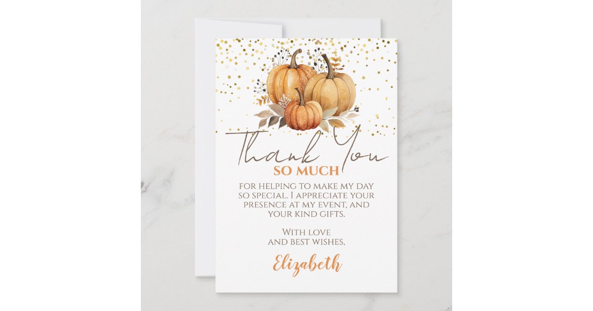 Thanksgiving Fall Pumpkin Thank You Card | Zazzle