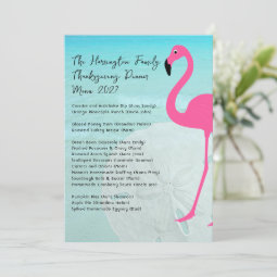 Thanksgiving Family Dinner Flamingo Menu Template | Zazzle