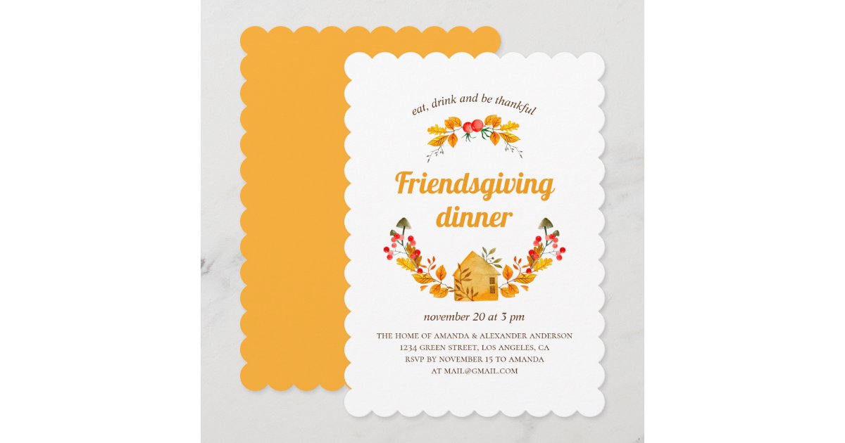 Thanksgiving family dinner. Friendsgiving feast Invitation | Zazzle