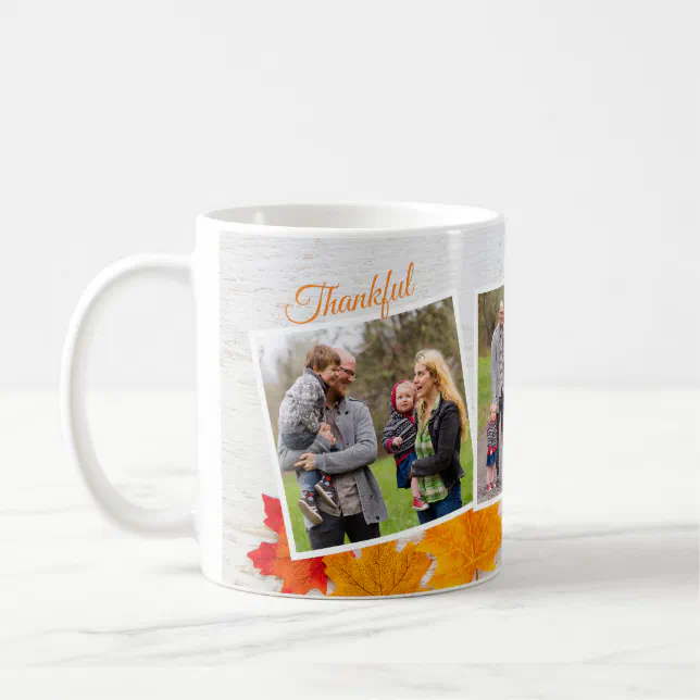 Thanksgiving Family Photo Elegant Thankful Blessed Coffee Mug | Zazzle