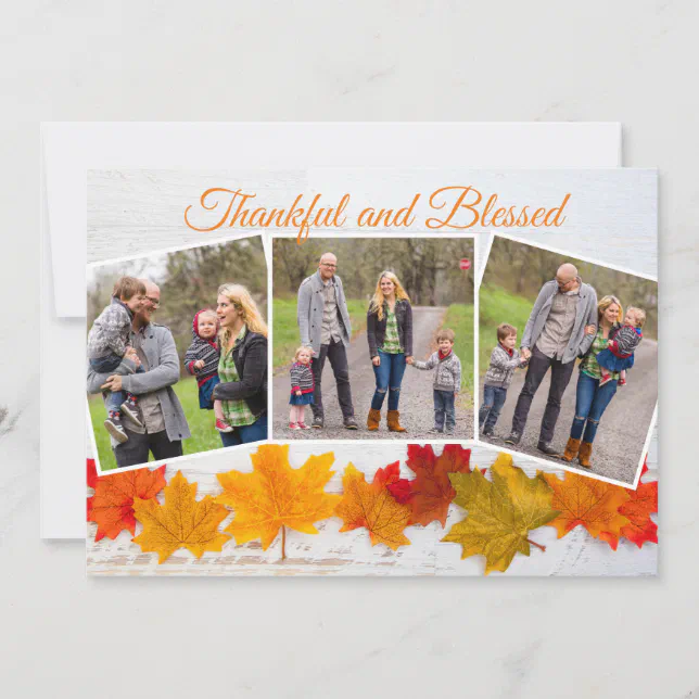 Thanksgiving Family Photo Elegant Thankful Card | Zazzle