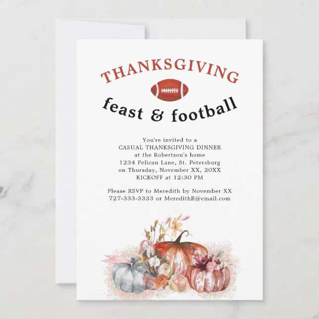Thanksgiving Feast and Football Dinner Party Invitation | Zazzle