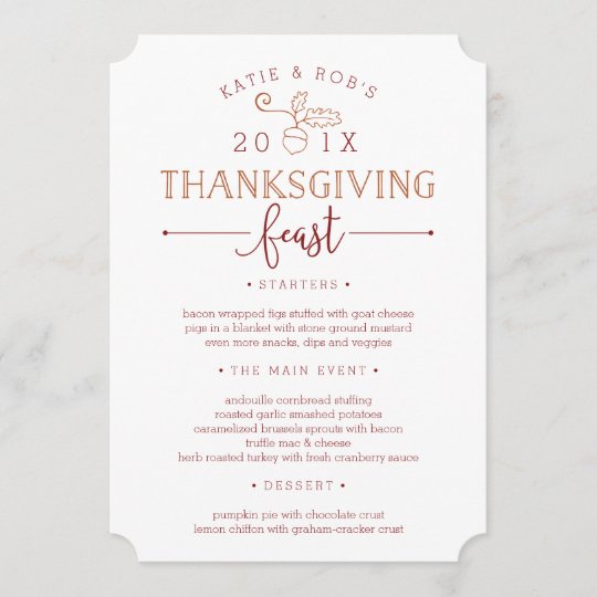 Thanksgiving Feast Custom Dinner Menu | Zazzle.com