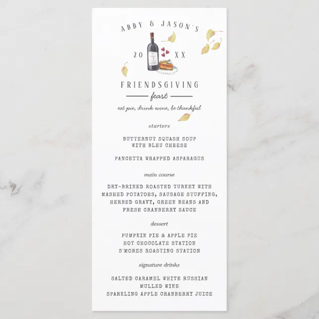Thanksgiving Feast Custom Dinner Menu | Zazzle