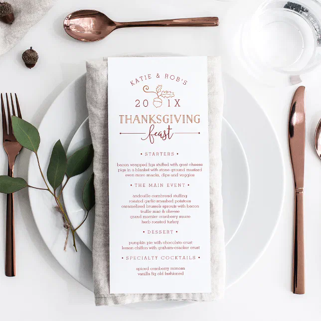 Thanksgiving Feast Custom Dinner Menu | Zazzle