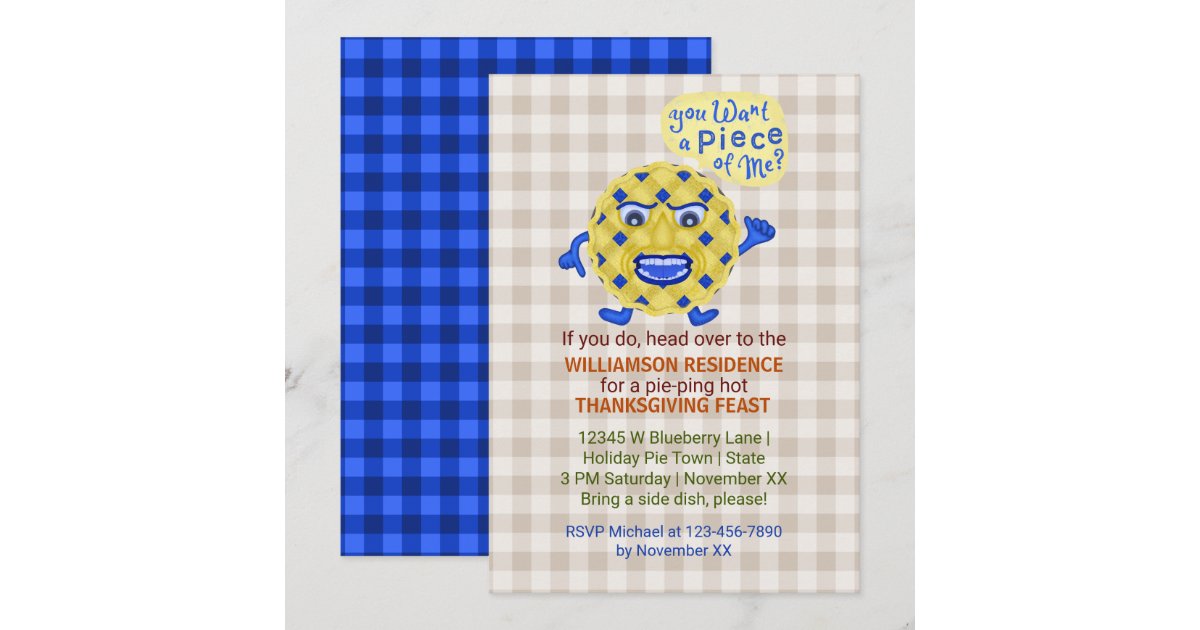 Thanksgiving Feast Fall Dinner Party Funny Pie Pun Invitation | Zazzle