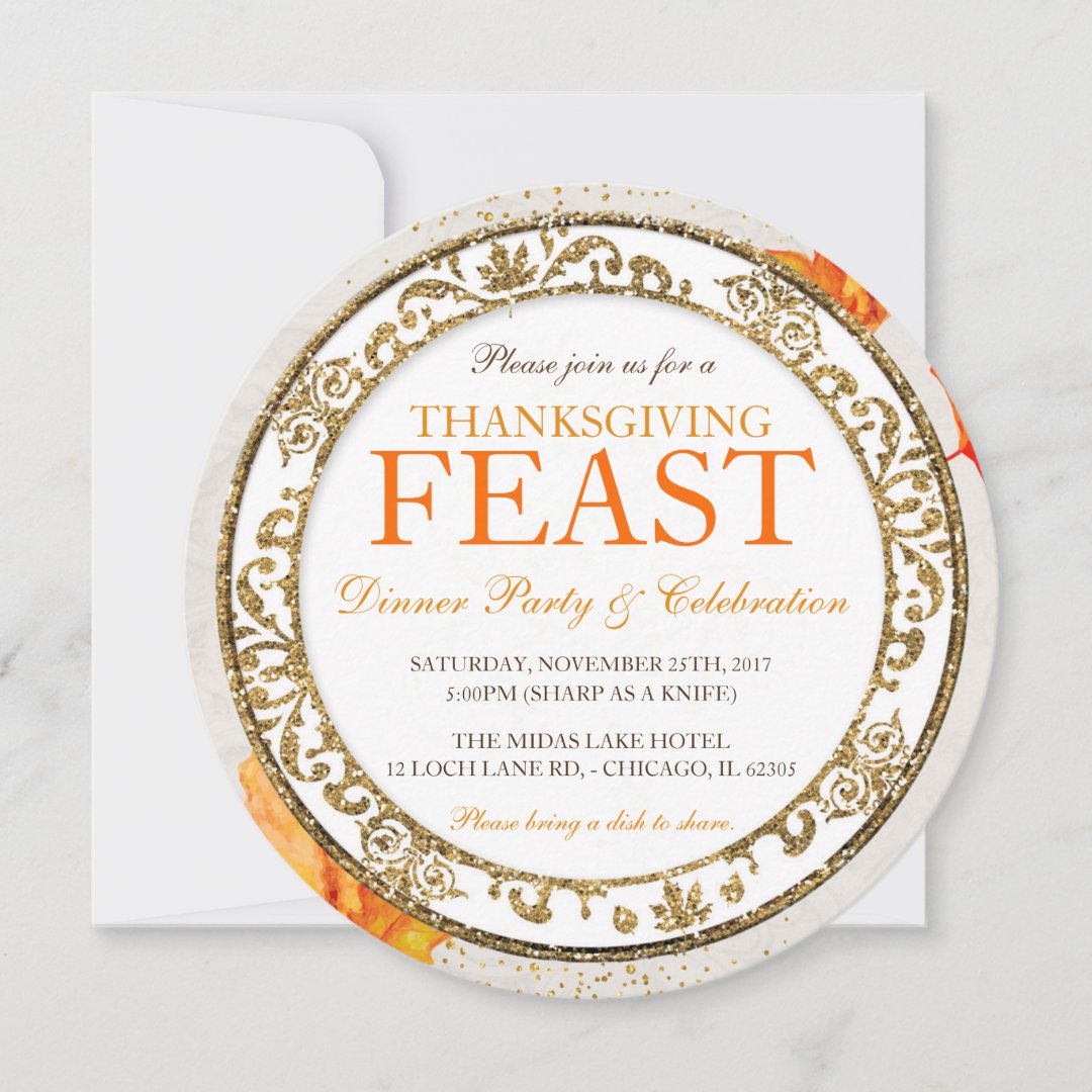 Thanksgiving Feast Holiday Party Invitation | Zazzle