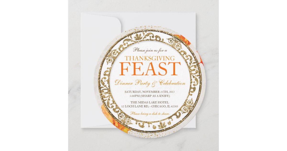 Thanksgiving Feast Holiday Party Invitation | Zazzle
