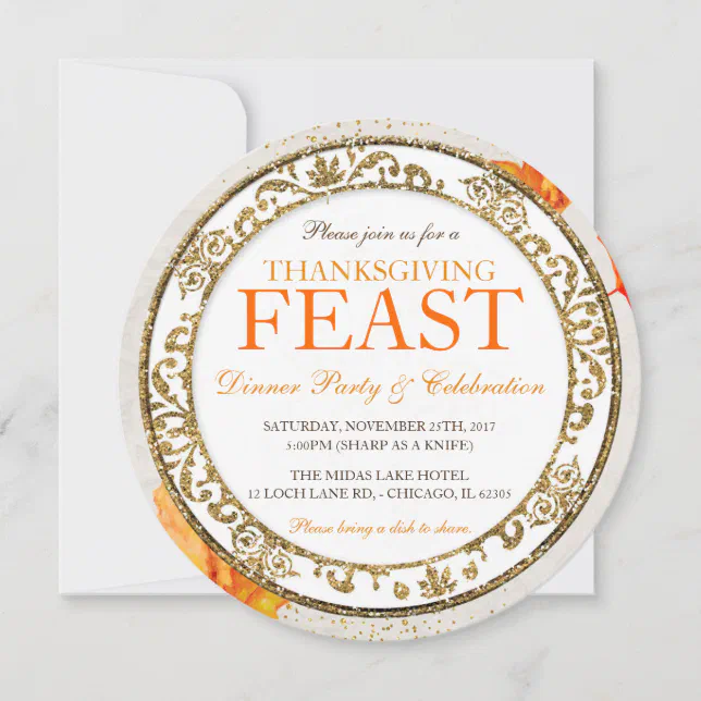 Thanksgiving Feast Holiday Party Invitation | Zazzle