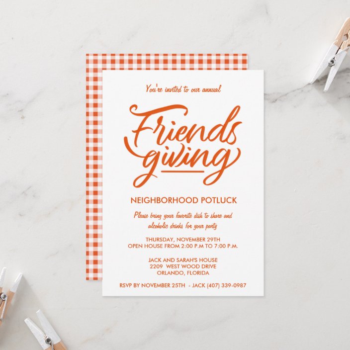 Thanksgiving Friendsgiving Neighborhood Potluck Invitation | Zazzle