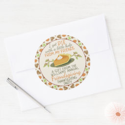 Thanksgiving Friendsgiving Pumpkin Pie Party Favor Classic Round ...