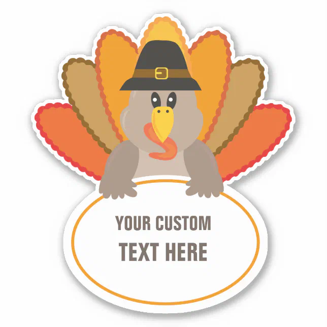 Thanksgiving funny turkey custom text template sticker | Zazzle