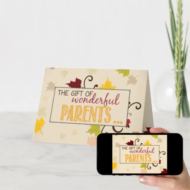 Thanksgiving Gift of Parents Leaves Holiday Card | Zazzle