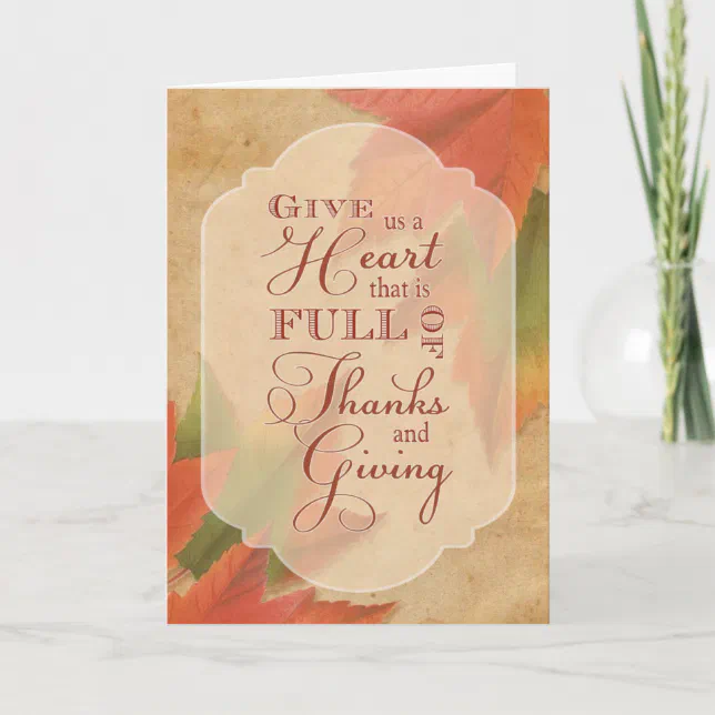 Thanksgiving-Give Us a Heart Full of Thanks & Givi Thank You Card | Zazzle