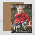Thanksgiving hand-lettered thankful photo holiday card | Zazzle