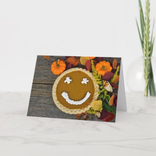 Thanksgiving Happy Pumpkin Pie Holiday Card | Zazzle