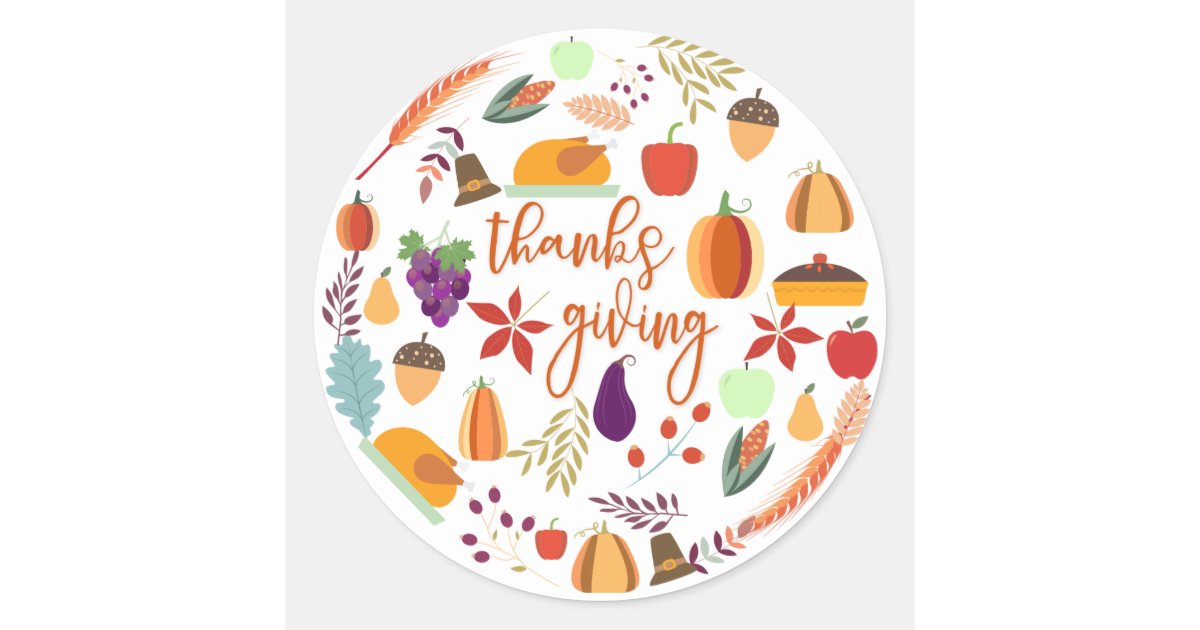 Thanksgiving Holiday Fun Classic Round Sticker | Zazzle