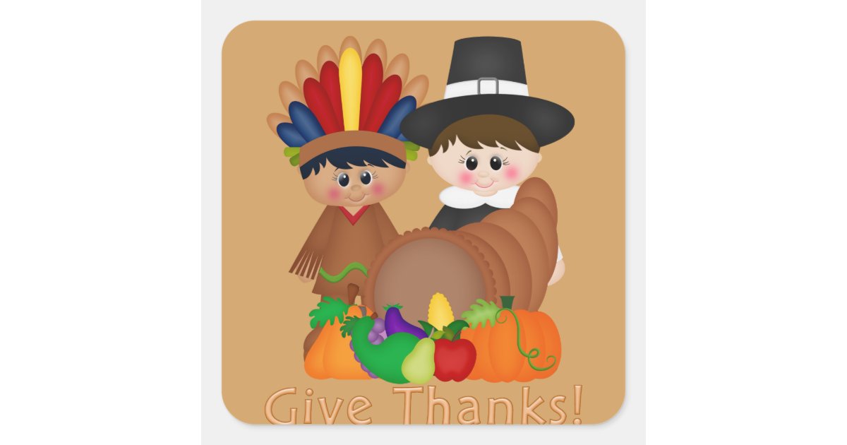 Thanksgiving Holiday Indian Pilgrim sticker | Zazzle