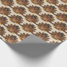 Thanksgiving Holiday tiled turkey wrapping paper | Zazzle